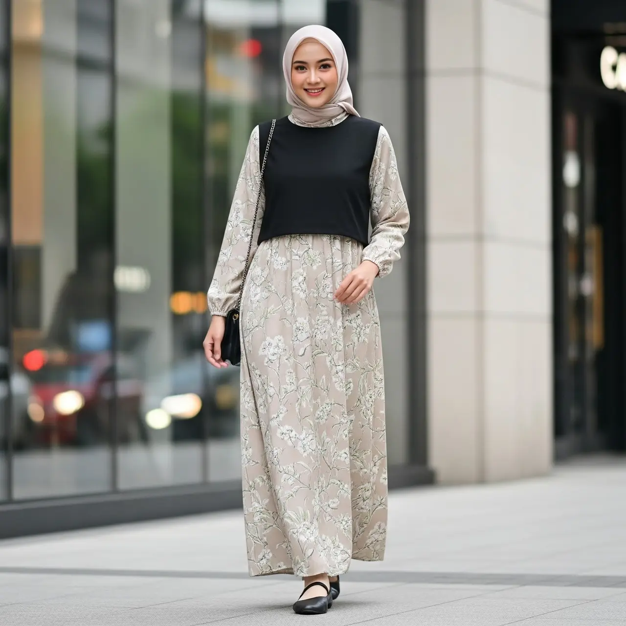 8 Model Gamis Kombinasi Rompi yang Beri Kesan Tubuh Lebih Tinggi ...