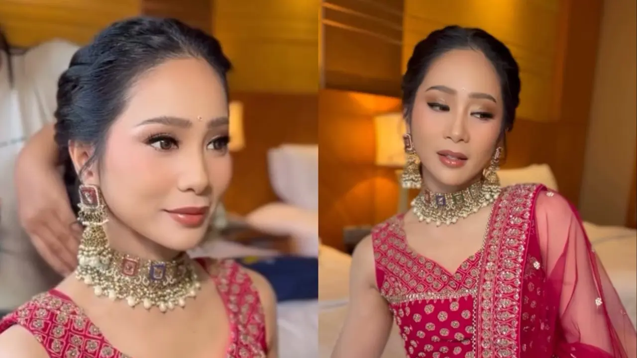 Gaya Menawan Bunga Zainal Pakai Lehenga India saat Kondangan, Tampil ...