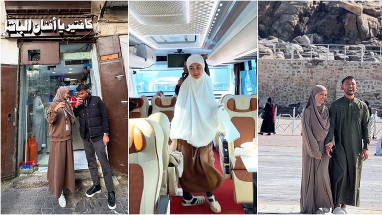 6 Potret Atiqah Hasiholan Tampil Berhijab, Jalani Umrah Bersama Rio Dewanto