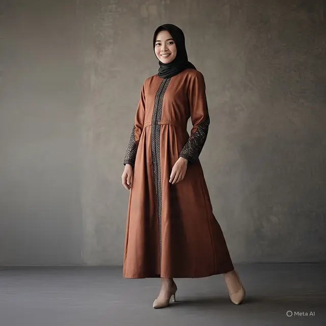 9 Gamis Brokat Coklat Mahogany untuk Usia 40-an, Tampil Anggun dan ...