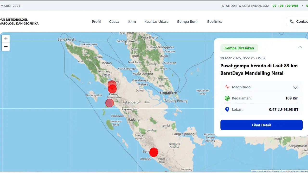2 Gempa Kuat Guncang Tapanuli Utara dan Mandailing Natal Selasa Pagi 18 Maret 2025 - News ...