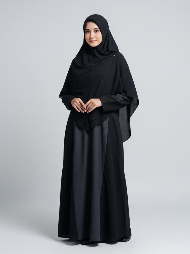 8 Model Gamis Terbaru Hitam Kombinasi, Anti Gerah untuk Aktivitas di ...