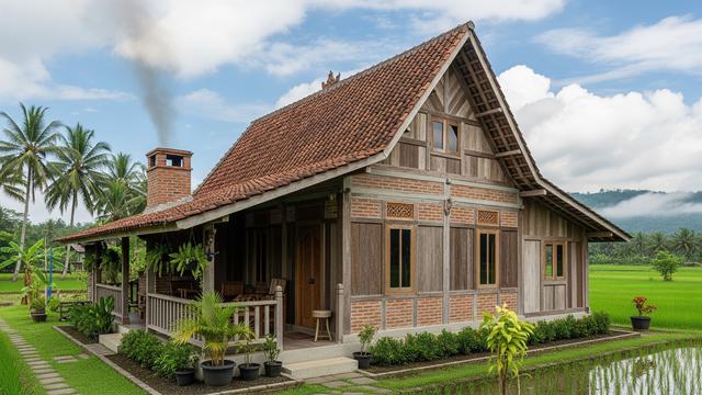 10 Desain Rumah Pedesaan dengan Kombinasi Batu Bata dan Papan Kayu ...