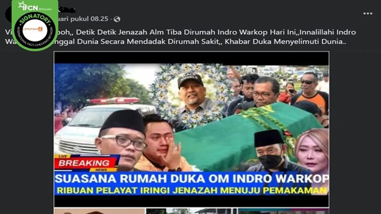 Cek Fakta: Hoaks Kabar Indro Warkop Meninggal Dunia pada 25 Februari 2025 - Cek Fakta Liputan6.com