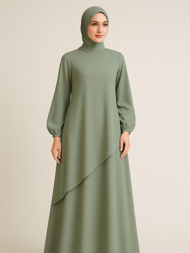 10 Model Gamis Polos Modern 2025 dengan Detail Unik yang Elegan dan ...