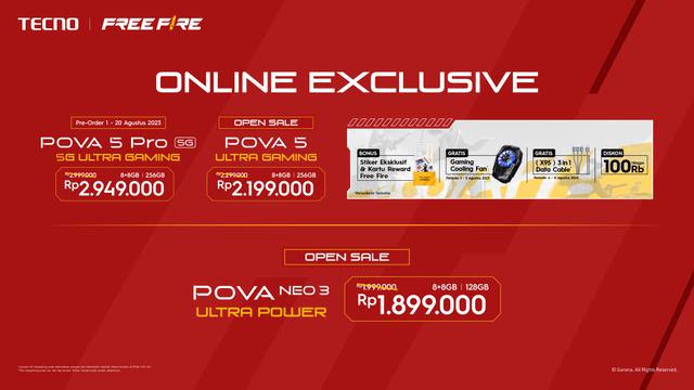 Tecno Pova 5 Series 5G Rilis di Indonesia, Hadirkan Edisi Khusus Free Fire