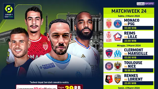 Live Streaming Liga Prancis 2023/2024 Matchweek 24 di Vidio Akhir Pekan Ini - Ragam Bola.com