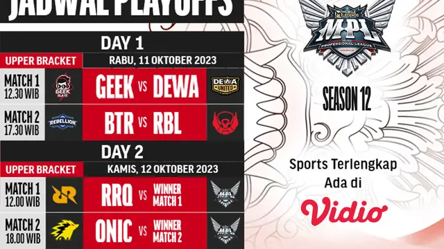 Jadwal dan Link Streaming MPL Indonesia Season 12 Playoff di Vidio - Ragam Bola.com