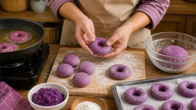 Cara Membuat Donat Ubi Ungu Empuk Tanpa Ulen Lama, Praktis dan Lezat