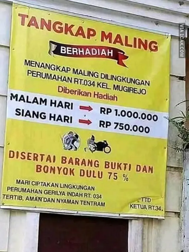 6 Tulisan Spanduk Tangkap Maling Berhadiah Ini Unik Banget - Hot ...