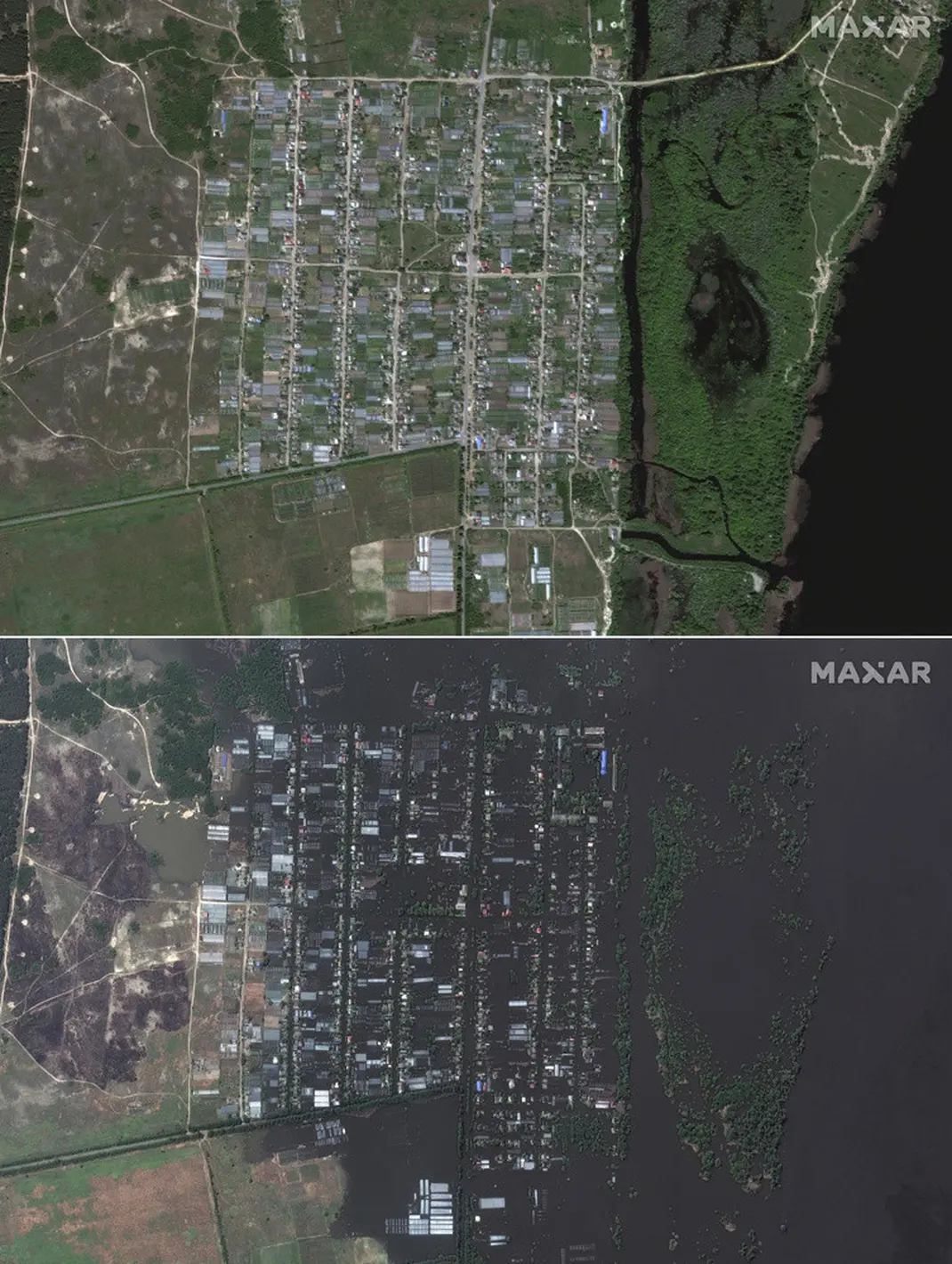 Citra Satelit Kondisi Wilayah Ukraina Sebelum dan Sesudah Banjir Akibat ...
