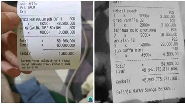 6 Potret Struk Belanja Total Jutaan Gara-Gara Salah Cetak Ini Bikin ...