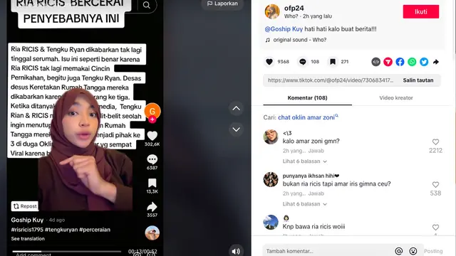 Oklin Fia Heran Disebut sebagai Orang Ketiga dalam Rumah Tangga Ria Ricis dan Teuku Ryan ...