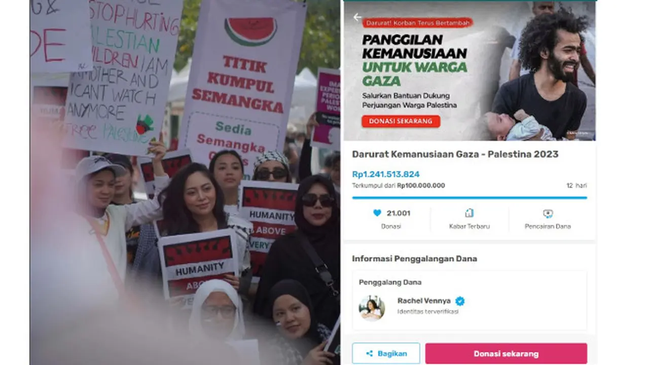 Rachel Vennya Galang Dana untuk Palestina, Terkumpul Rp1,2 M dalam ...