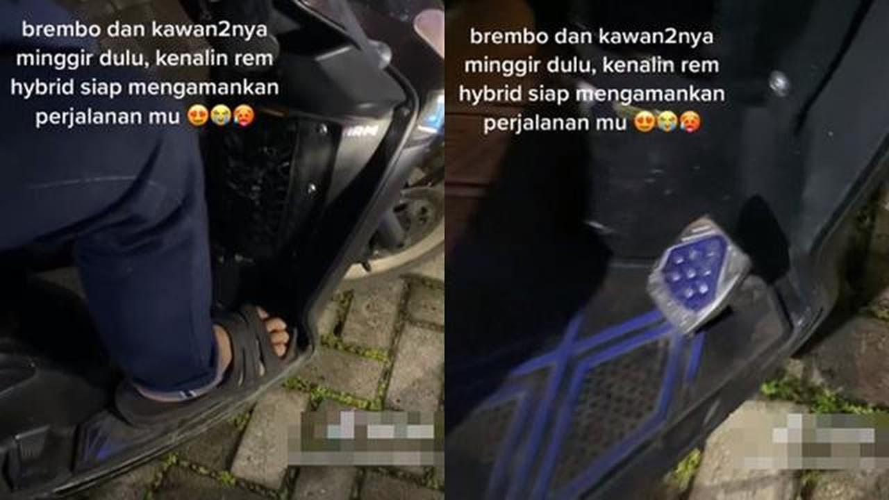 Modifikasi Nyentrik, Motor Skutik Yamaha Mio Pakai Rem Kaki Ala Vespa Jadul