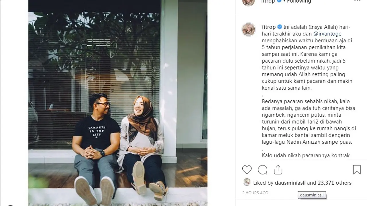 Fitri Tropica Kenang 5 Tahun Bersama Suami Jelang Melahirkan - ShowBiz ...