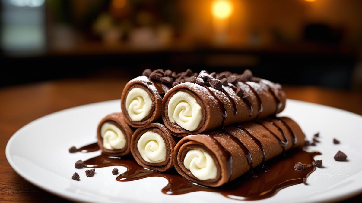 Resep Chocolate Cookie Cream Crepe Rolls
