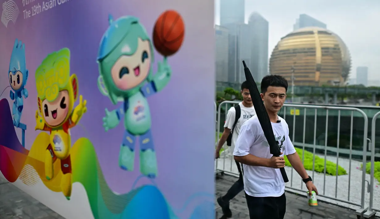Maskot dan Poster Asian Games ke-19 Hiasi Pedestrian Sungai Qiantang di ...