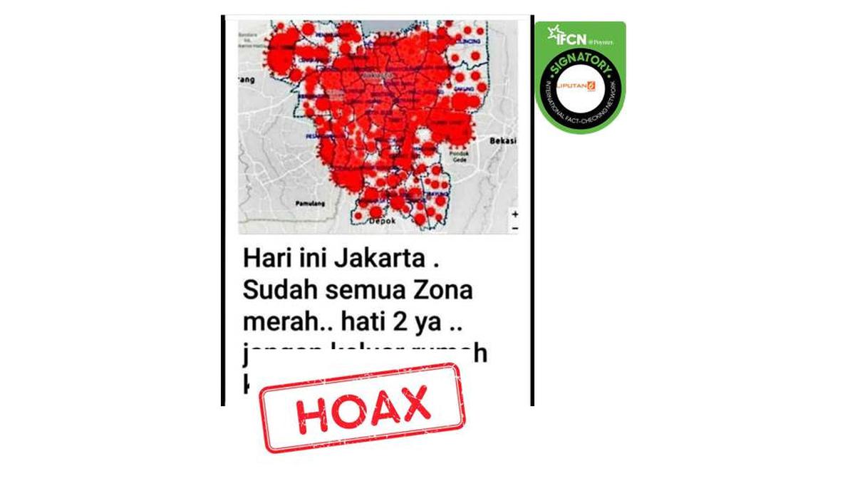 Cek Fakta: Hoaks Foto Peta DKI Jakarta Zona Merah di Semua Wilayah