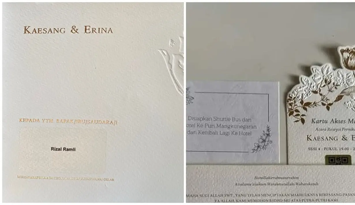 Penampakan Undangan Pernikahan Kaesang Pangarep dan Erina Gudono ...