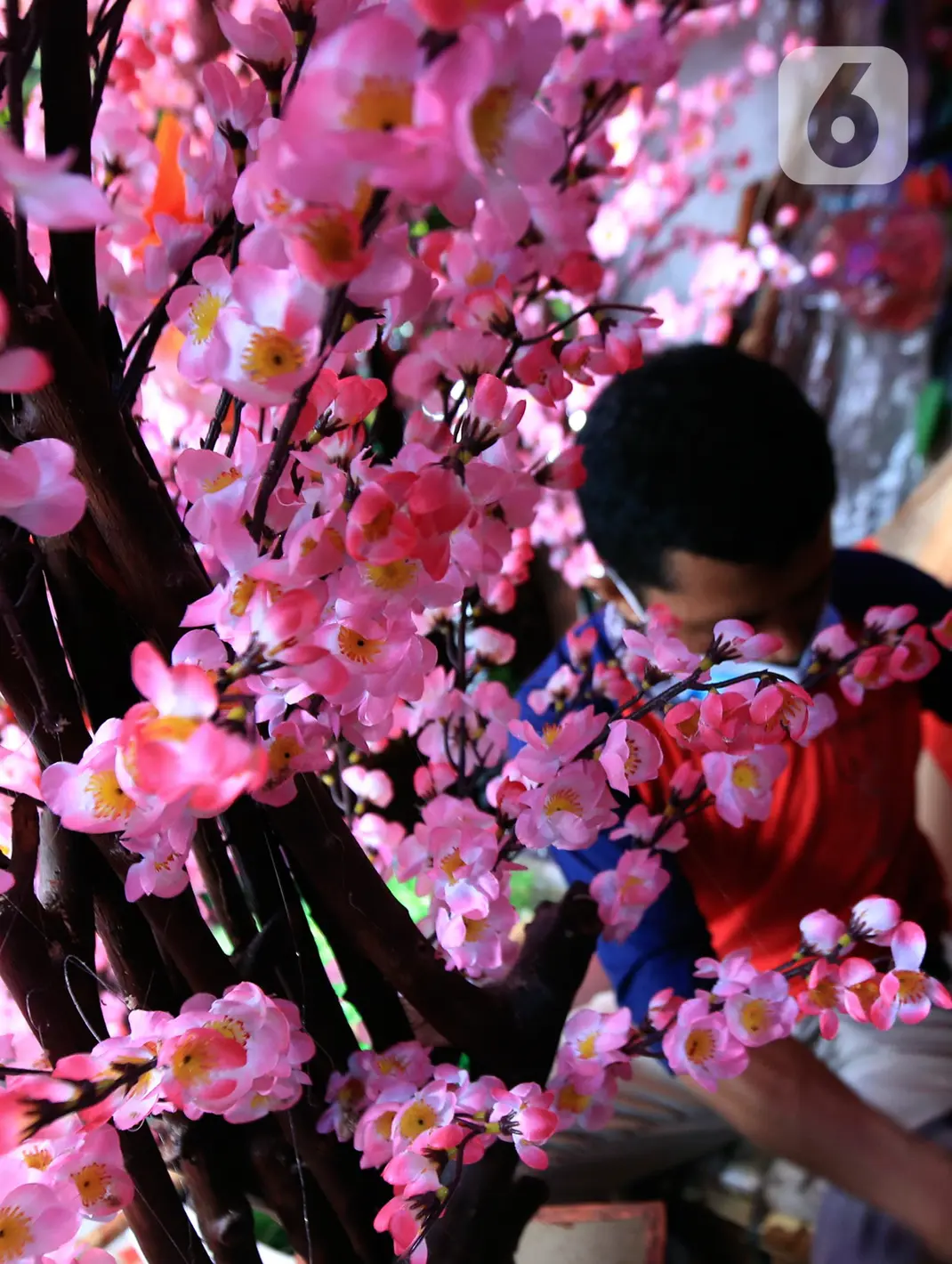 FOTO: Bunga Meihua, Ornamen yang Hanya Ada Saat Imlek - Foto Liputan6.com