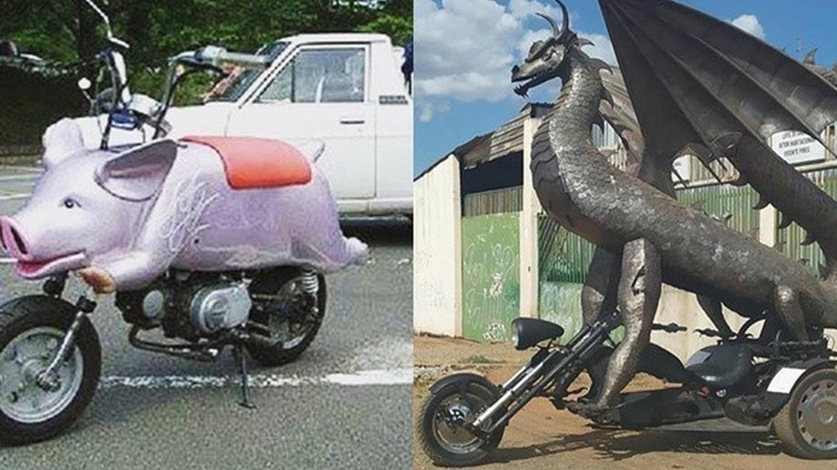 7 Potret Modifikasi Motor yang Nyeleneh Abis, dari Bentuk Babi hingga ...