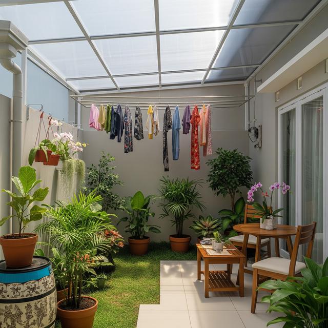 9 Ide Halaman Belakang Multifungsi Tempat Jemur Tetap Cantik, Area Efisien