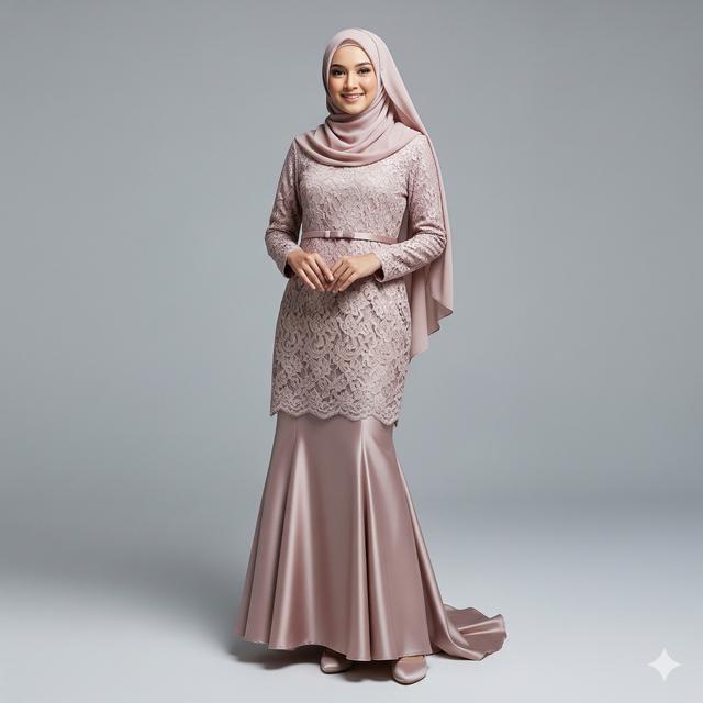 11 Model Gamis Syari Brokat Kombinasi Satin Pilihan Terbaik untuk ...