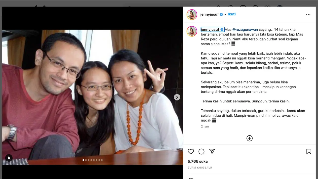 Reza Gunawan Suami Dewi Lestari Meninggal Dunia, 6 Artis Ini Lantun Doa dan Dukacita Mendalam ...