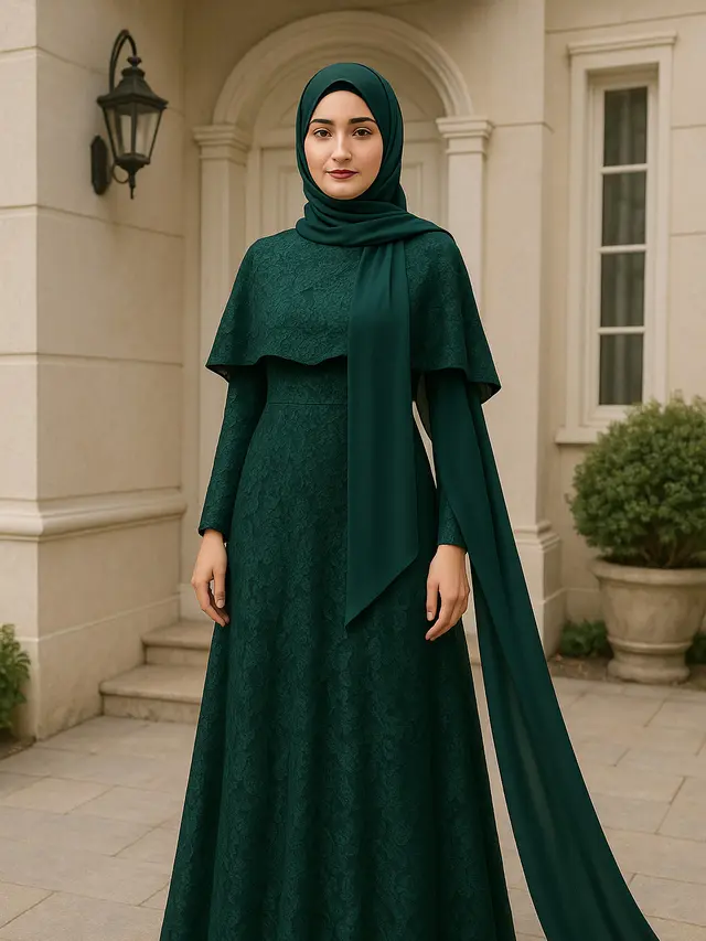 10 Model Gamis Brokat Selendang Bahu, Buat Penampilan Makin Anggun dan ...