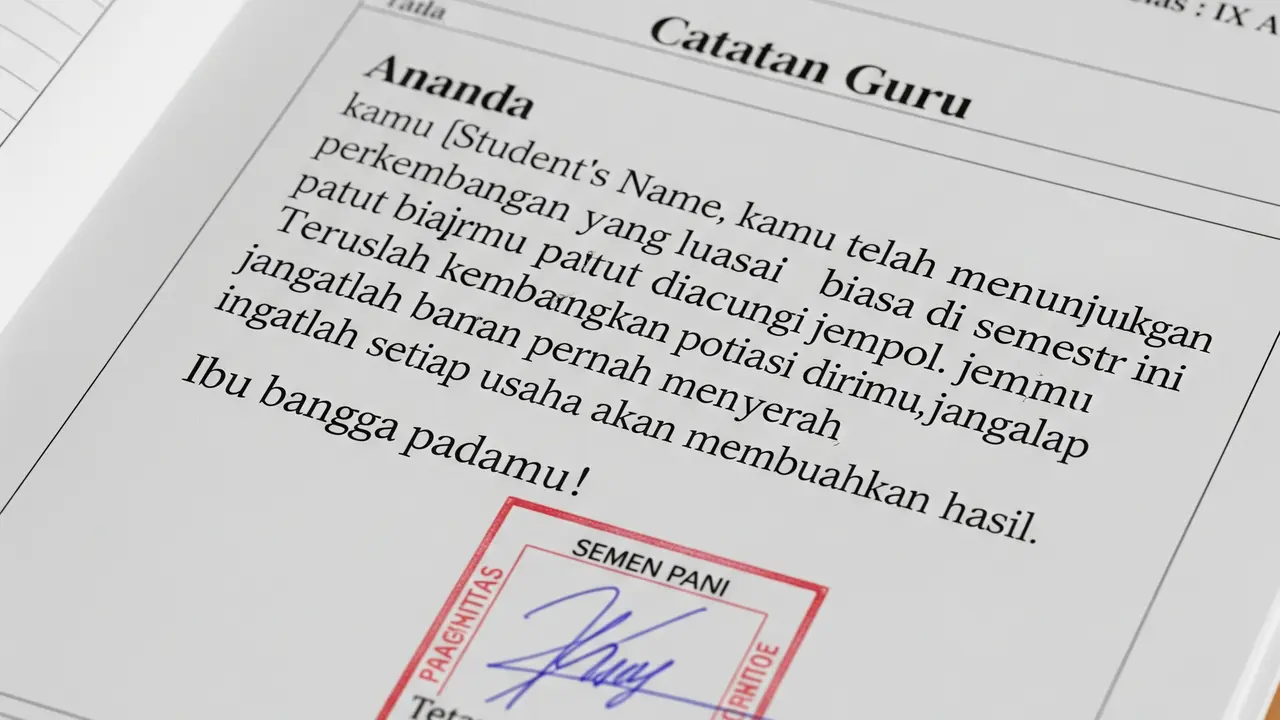 45 Contoh Catatan Wali Kelas dalam Rapor untuk Motivasi dan Evaluasi ...