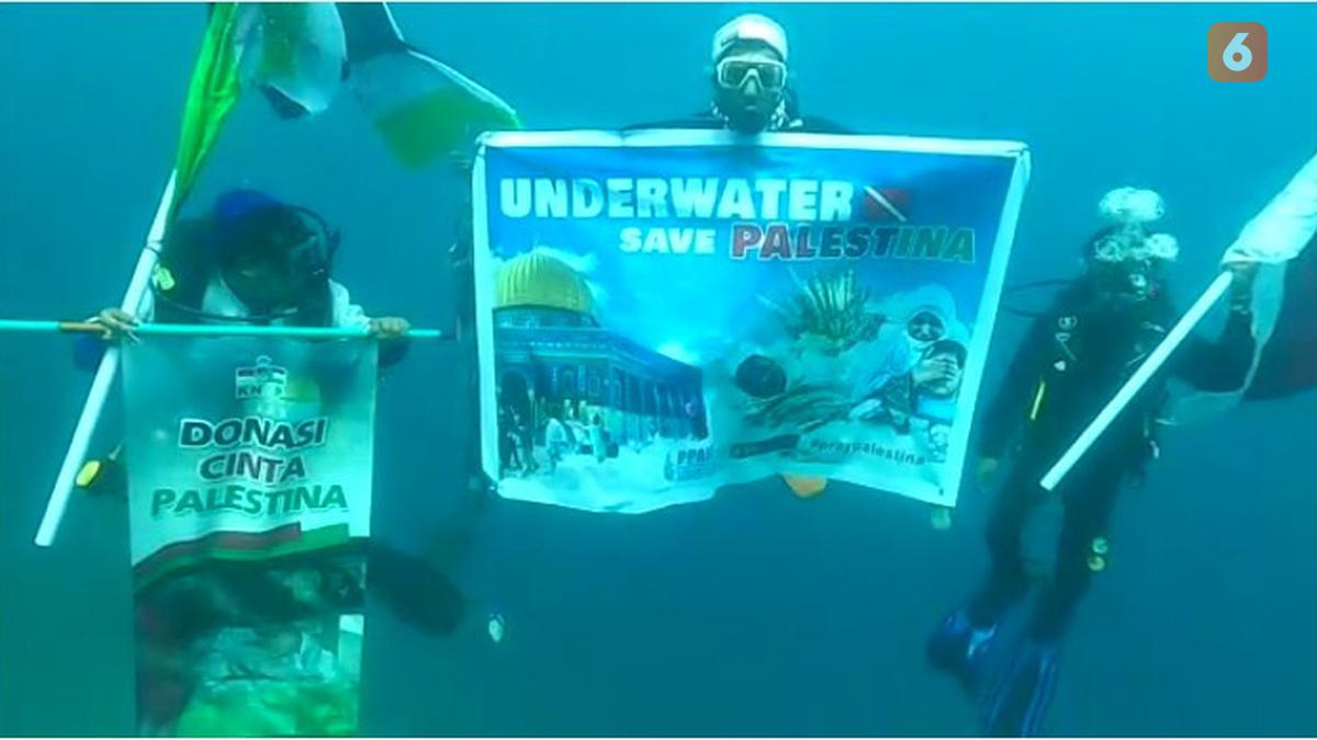 Dukungan untuk Palestina dari Bawah Laut Gorontalo - Regional Liputan6.com