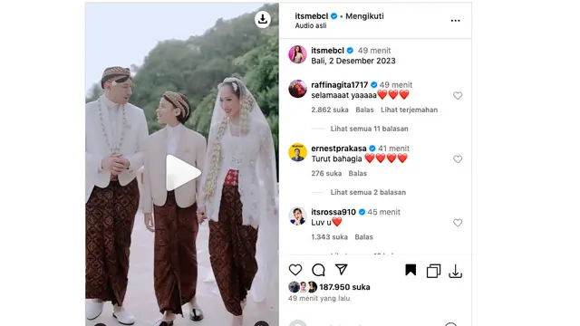 Unggahan pertama BCL Jadi Usai Jadi Istri Tiko Aryawardhana, Ucapkan Kalimat-Kalimat Puitis ...