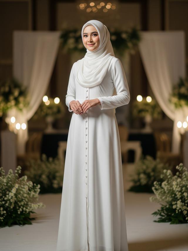 9 Model Gamis Putih Simple dan Elegan untuk Acara Syukuran, Tampil ...