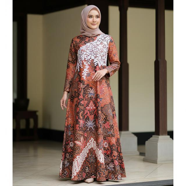 9 Model Gamis Batik Brokat Silk Look Elegan, Pilihan Busana Pesta Modern