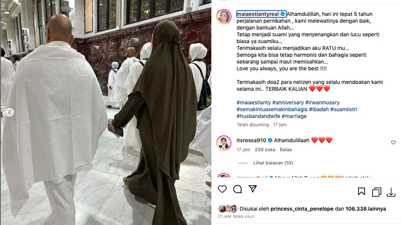 Maia Estianty Rayakan Anniversary ke-5 bersama Irwan Mussry dengan Umrah: Makasih Selalu ...