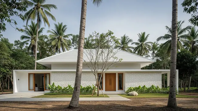7 Inspirasi Rumah Kampung dengan Batu Paras Putih dan Atap Limas Modern