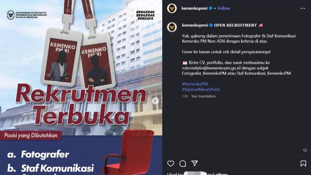 Kemenko Pemberdayaan Masyarakat Buka Lowongan Pegawai Non-ASN, Daftar ...