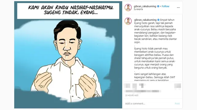 Ibunda Jokowi Meninggal Gibran Rakabuming Kami Akan Rindu Nasihat