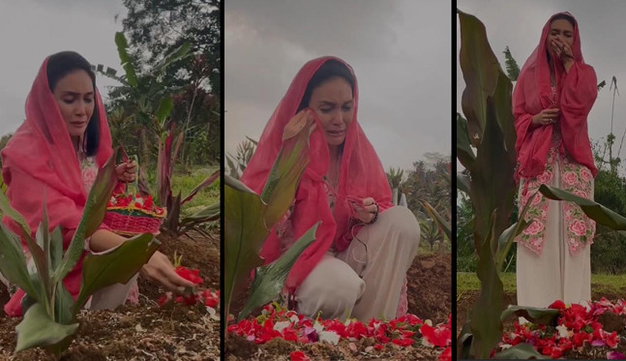 Potret Rieke Diah Pitaloka Nyekar ke Makam Nani Wijaya, Tangis Oneng ...