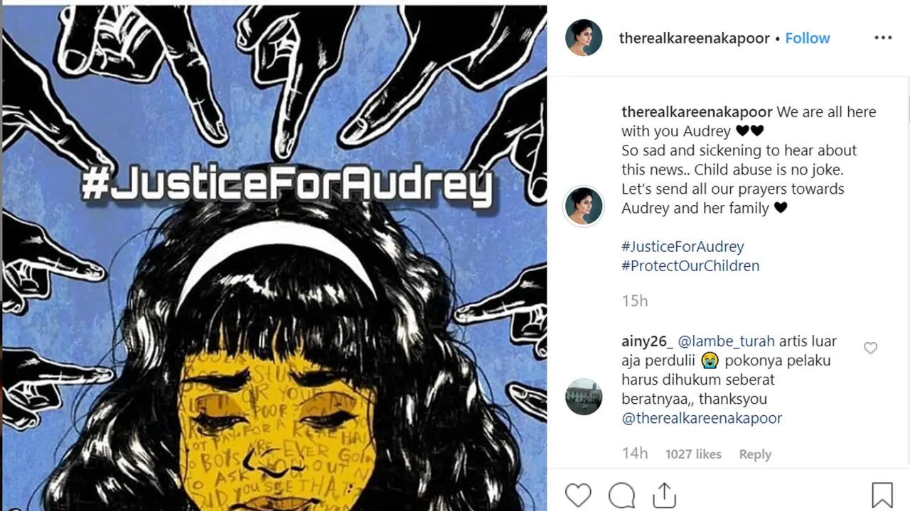 Bukan Kareena Kapoor yang Ungkap Dukungan untuk Justice for Audrey ...