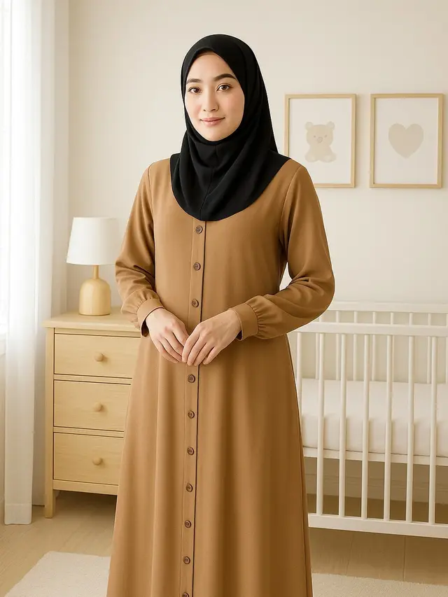 6 Model Gamis Kancing Depan untuk Busui, Praktis Namun Tetap Modis ...