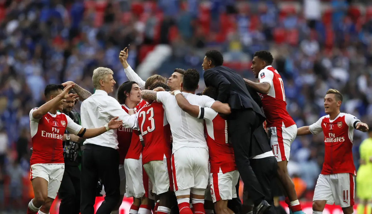 Kegembiraan Arsenal Juara Piala FA 2016-2017 - Foto Liputan6.com