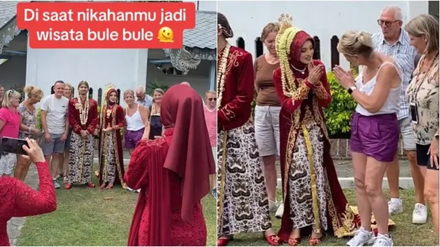Momen Pernikahan Dikira Wisata oleh Rombongan Bule, Ramai Minta Foto ...
