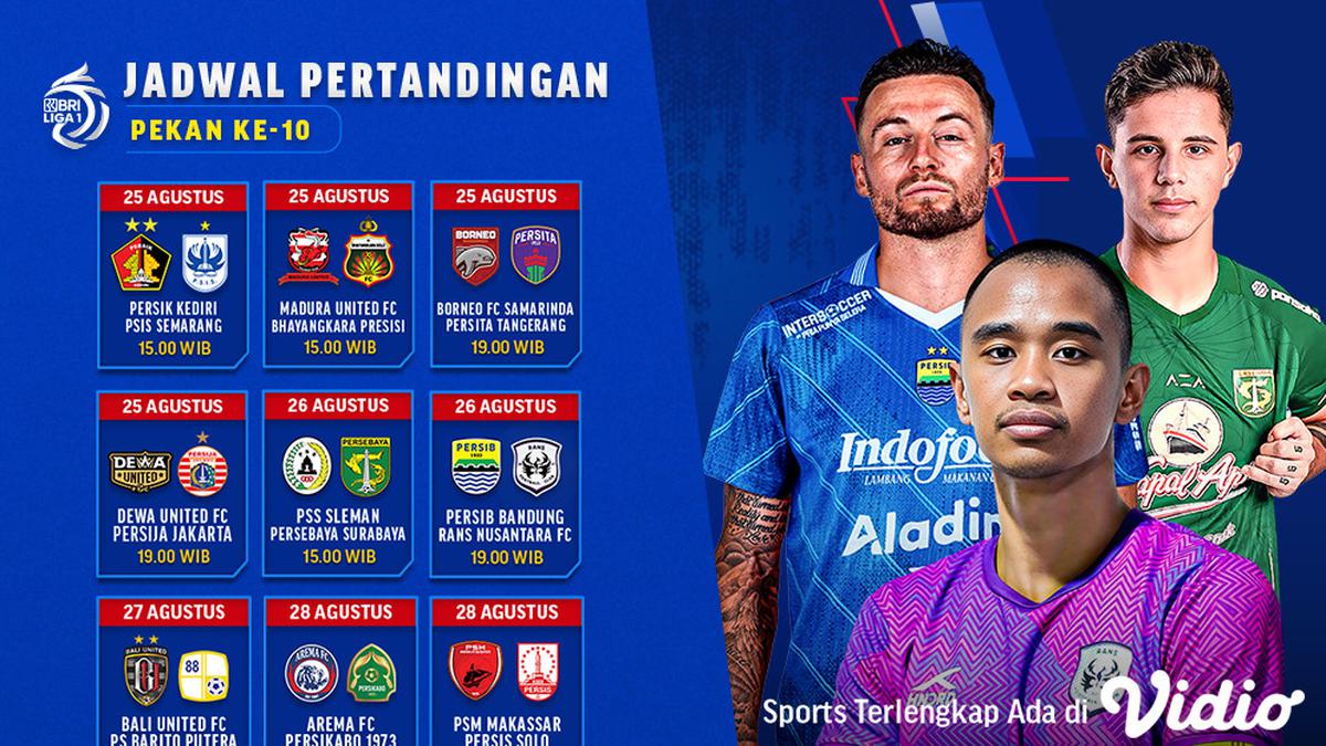 Jadwal Siaran Langsung BRI Liga 1 2023/2024 Pekan 10 di Vidio, 25-28 Agustus 2023 - Indonesia ...