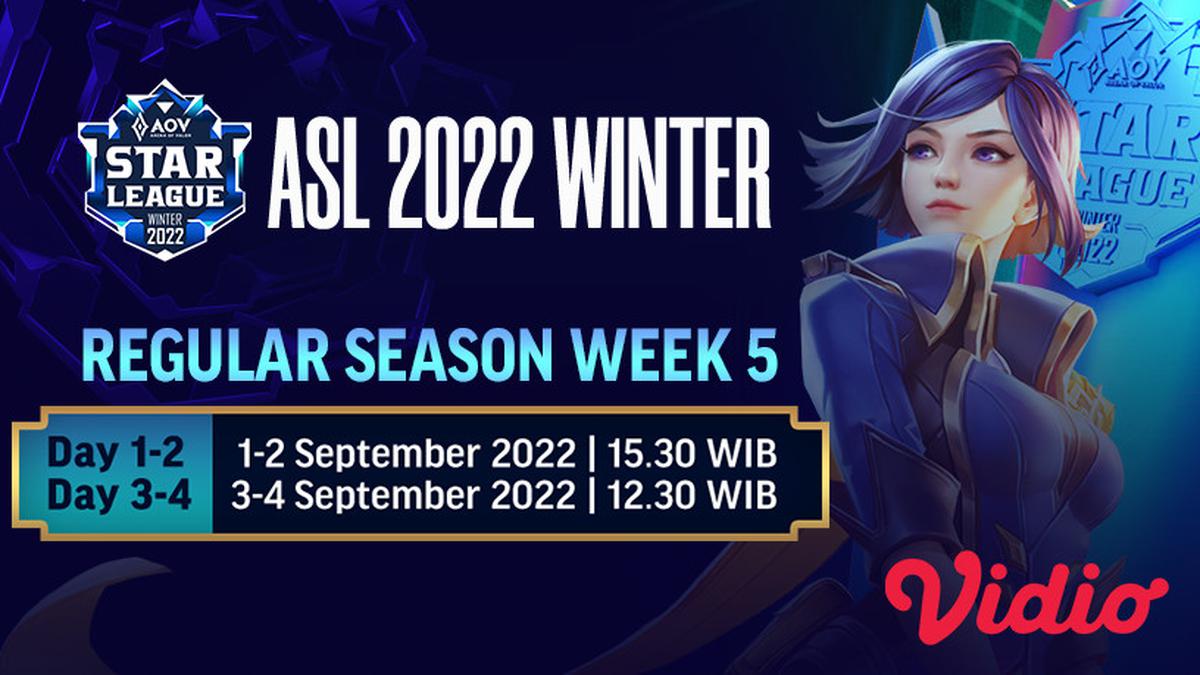 Nonton Streaming Reguler Season AOV Star League 2022 Winter Matchweek 5 Live Vidio 1-4 September ...