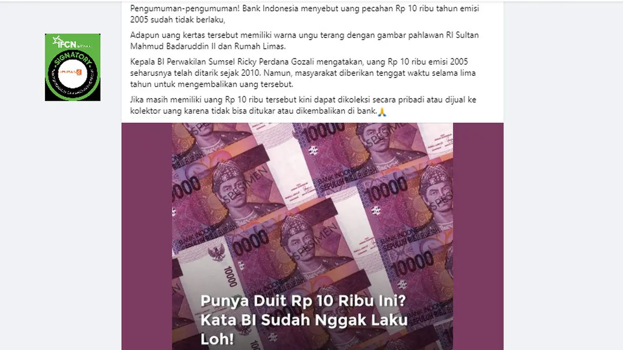 Cek Fakta: Klarifikasi Uang Pecahan Rp 10 Ribu Tahun Emisi 2005 Tak ...