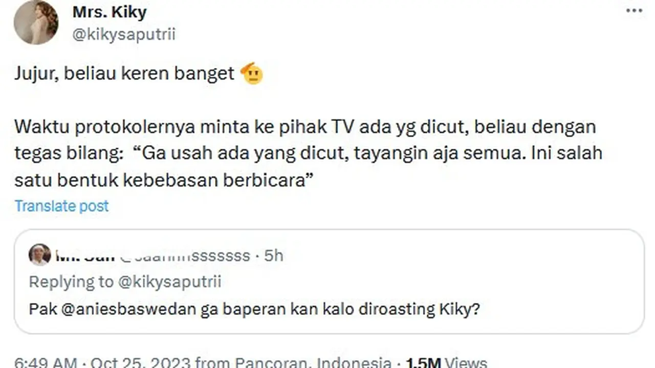 Kiky Saputri Puji Anies Baswedan yang Anti-Baper Saat Di-roasting: Jujur, Beliau Keren - ShowBiz ...