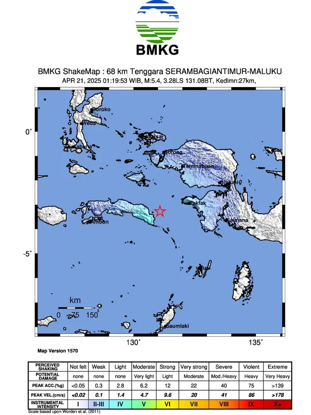 Gempa M 5,4 Guncang Pantai Timur Laut Seram Maluku pada Senin Dinihari, Ini Analisis BMKG - News ...