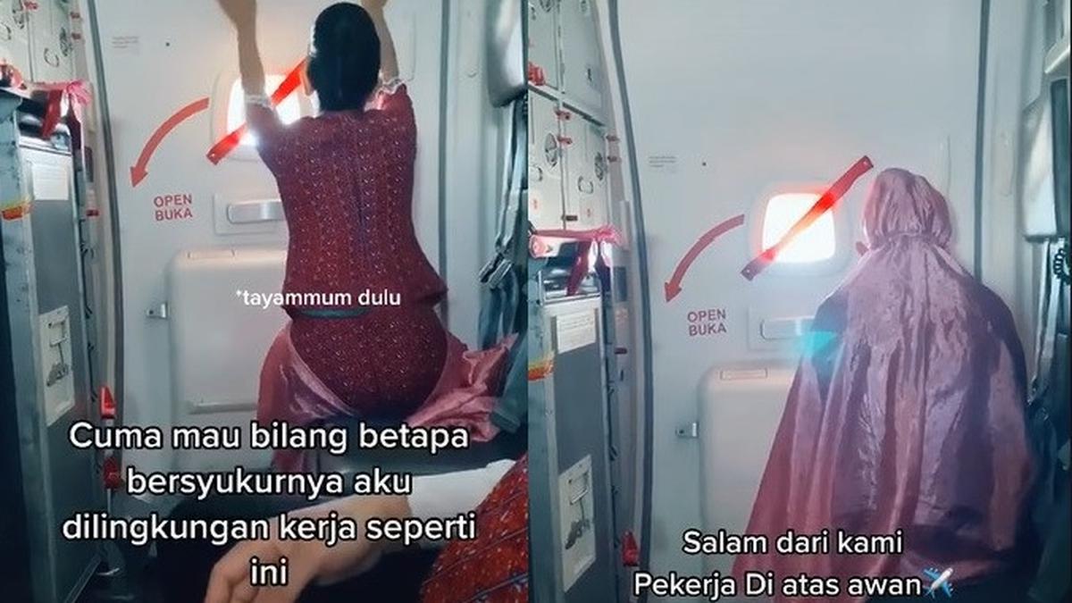 Viral Video Pramugari Salat di Pesawat, Banjir Pujian Warganet